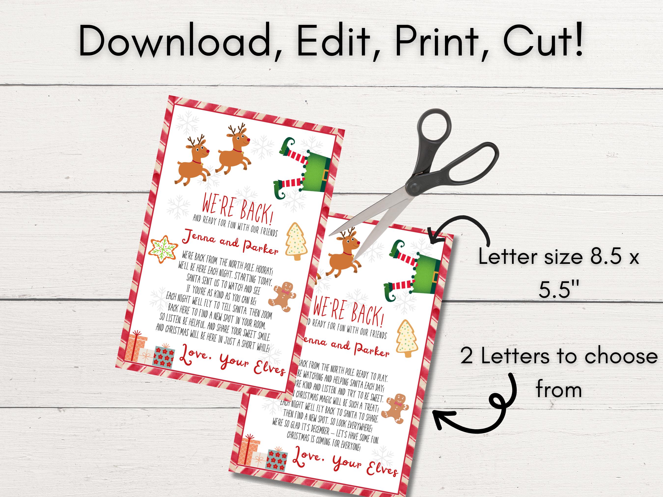 2 Elves Welcome Back Letter| Editable Elf Note Template | Customizable ...