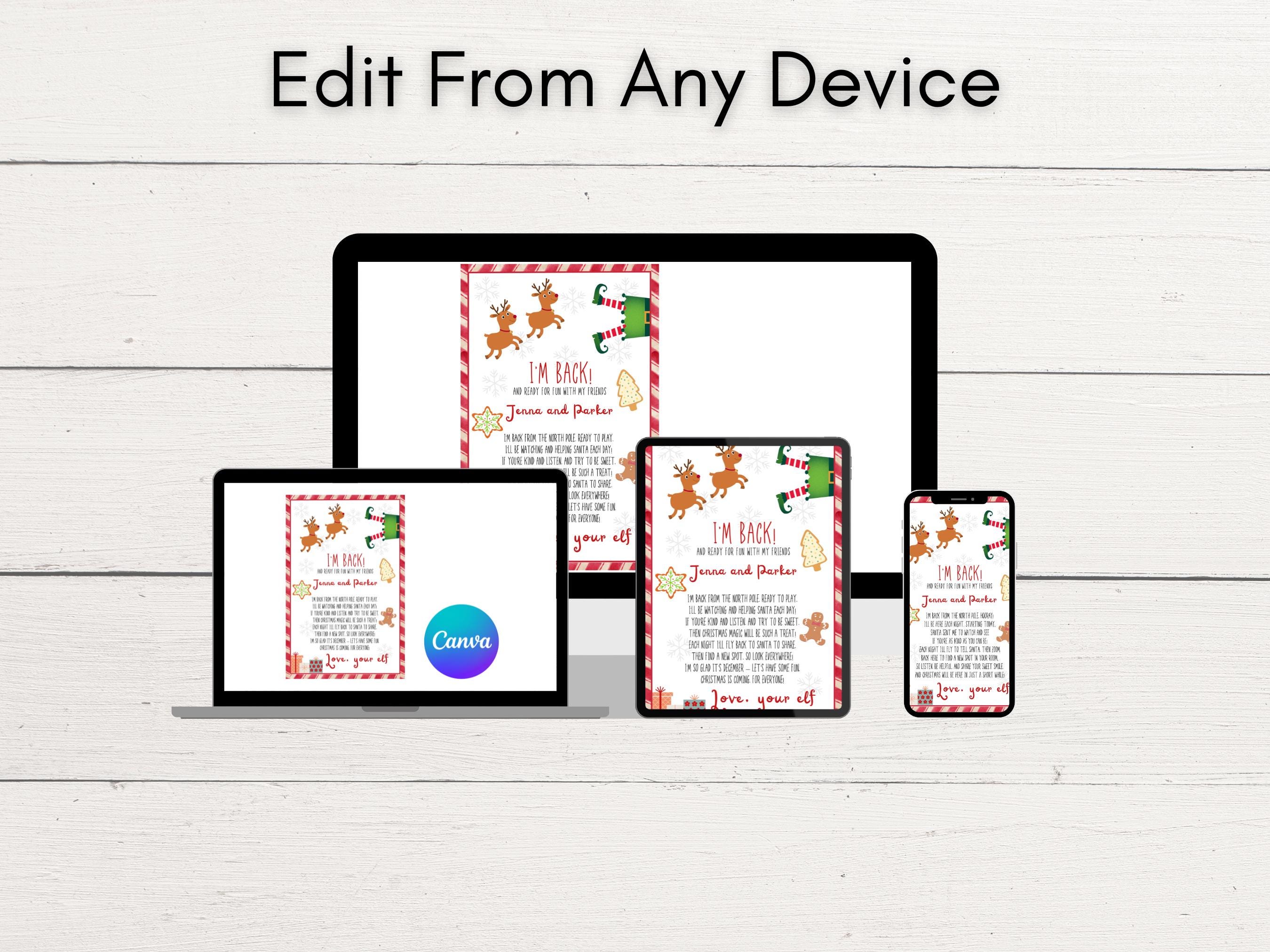 Elf Welcome Back Letter| Editable Elf Note Template | Customizable ...