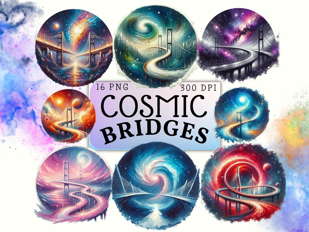 Cosmic Bridges Clipart Png Bundle, Colorful Swirl Outer Space Scenes ...