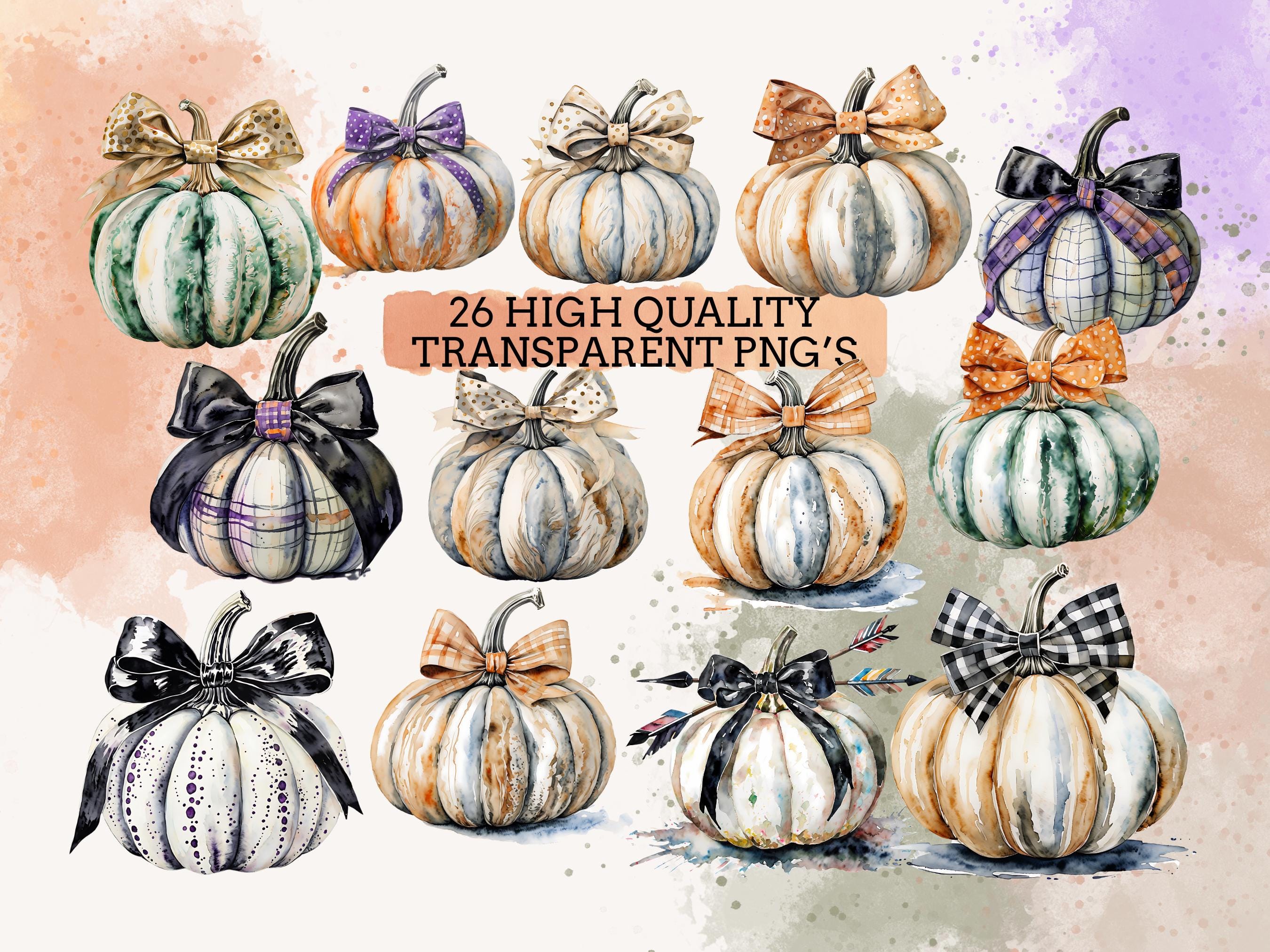 Coquette Pumpkin Png Bundle, Fall Coquette Bow, White Pumpkin ...