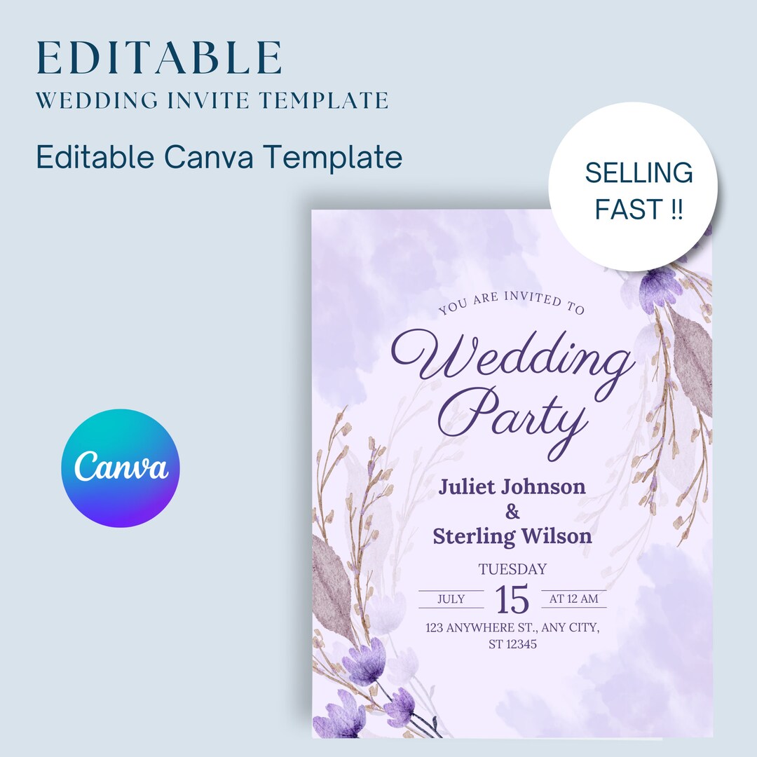 EDITABLE WEDDING INVITE, Invitation Template, Wedding Invitation ...