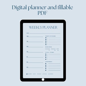 WEEKLY PLANNER PRINTABLE, Undated Planner, Weekly Schedule, Daily ...