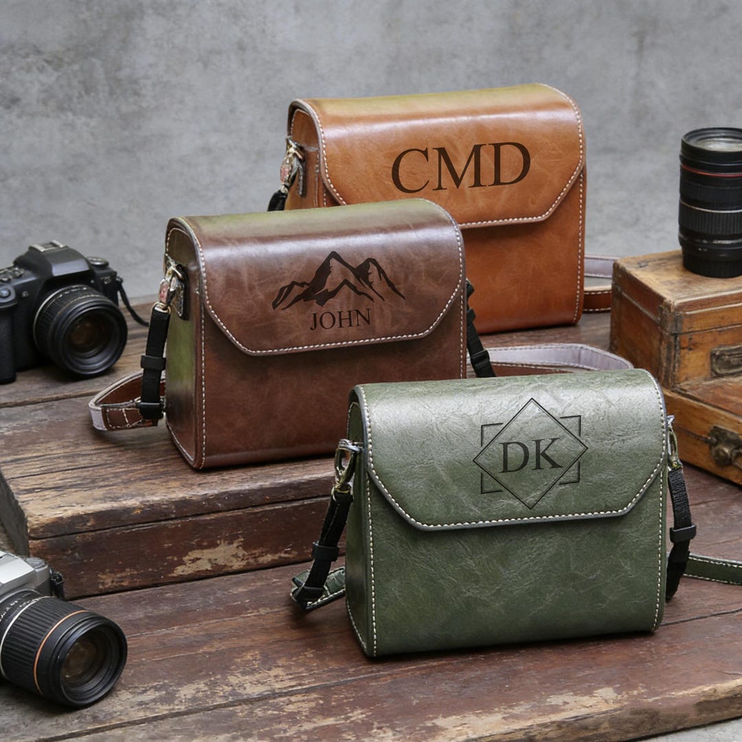 Personalized Vintage Camera Bag | Custom Logo Camera Bag | Horizontal ...