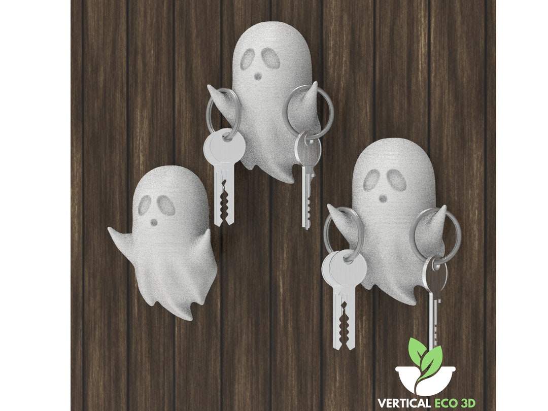 Ghost Key Holder 3D Printed Wall Mount for Keys, Halloween Spooky Decor ...