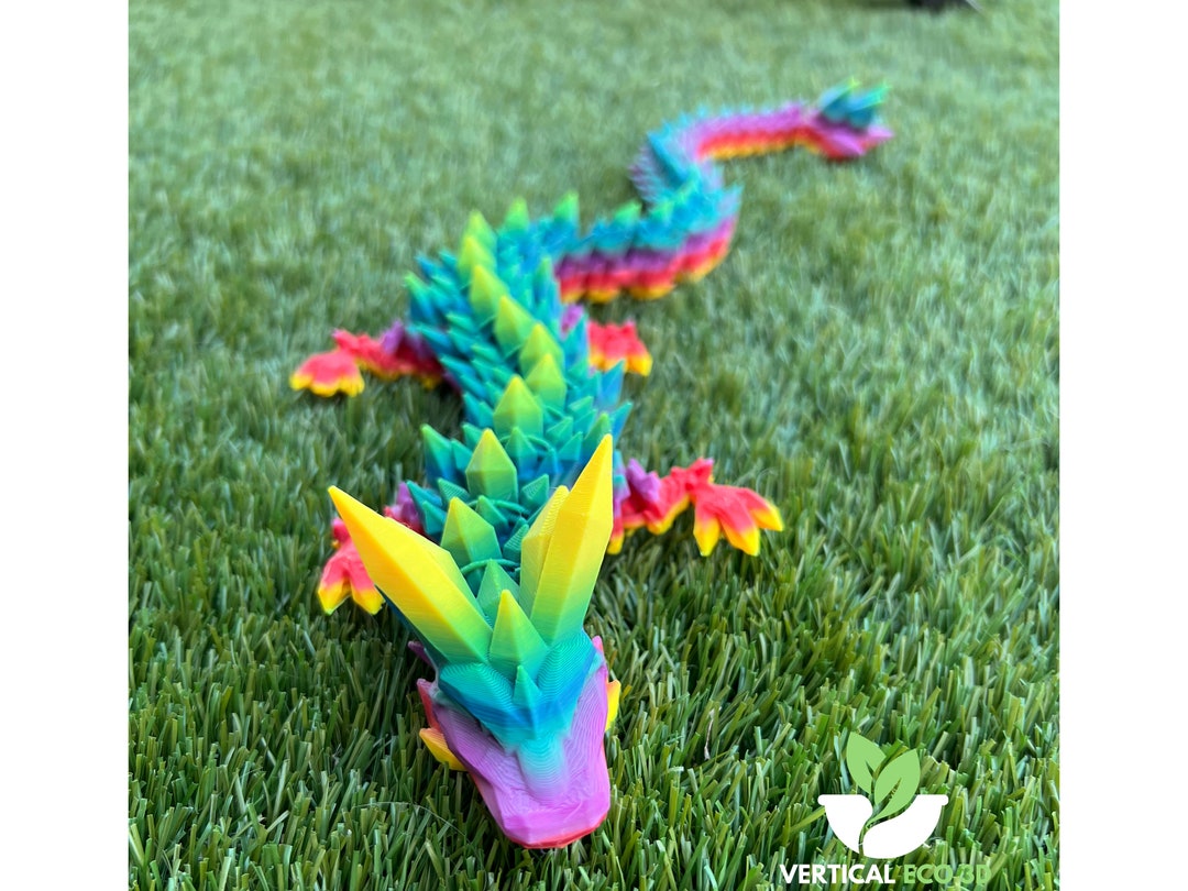 Crystal Articulated Dragon 15'', 18'' and 21'' Long 3D Printed Fantasy ...