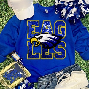 EAGLES Faux Sequin Digital EAGLES Png, Faux Embroidery Eagles Png, Sequins Mascot, Digital for ...
