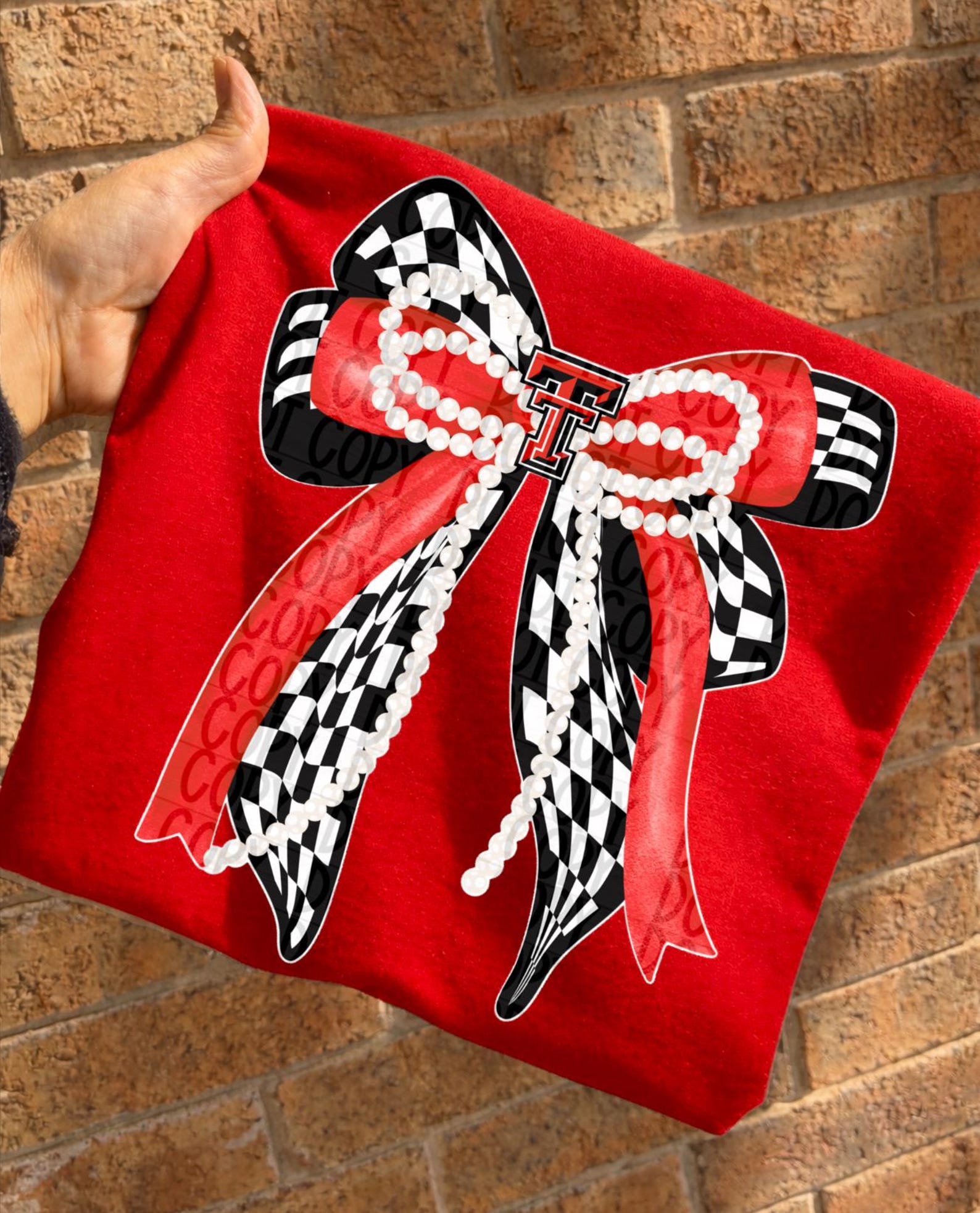 Texas Tech Bow PNG | Red & Black Checkered Bow With Pearls | TTU ...