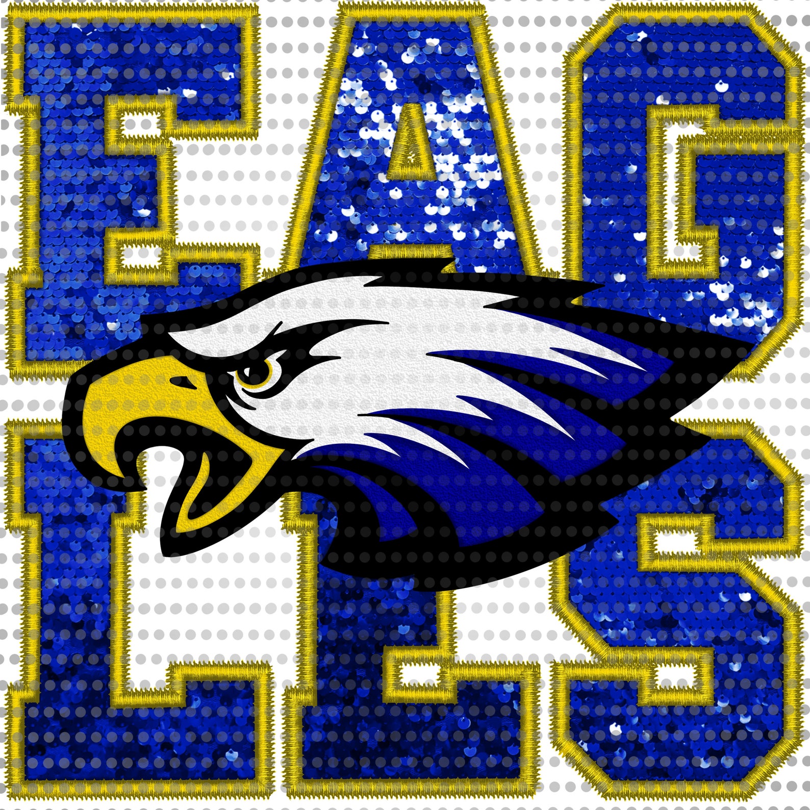 EAGLES Faux Sequin Digital EAGLES Png, Faux Embroidery Eagles Png, Sequins Mascot, Digital for ...