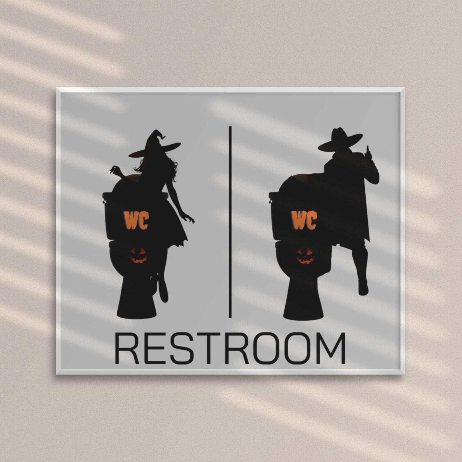 Halloween Bathroom Sign, Unique Spooky WC Door Sign, Restroom Door ...