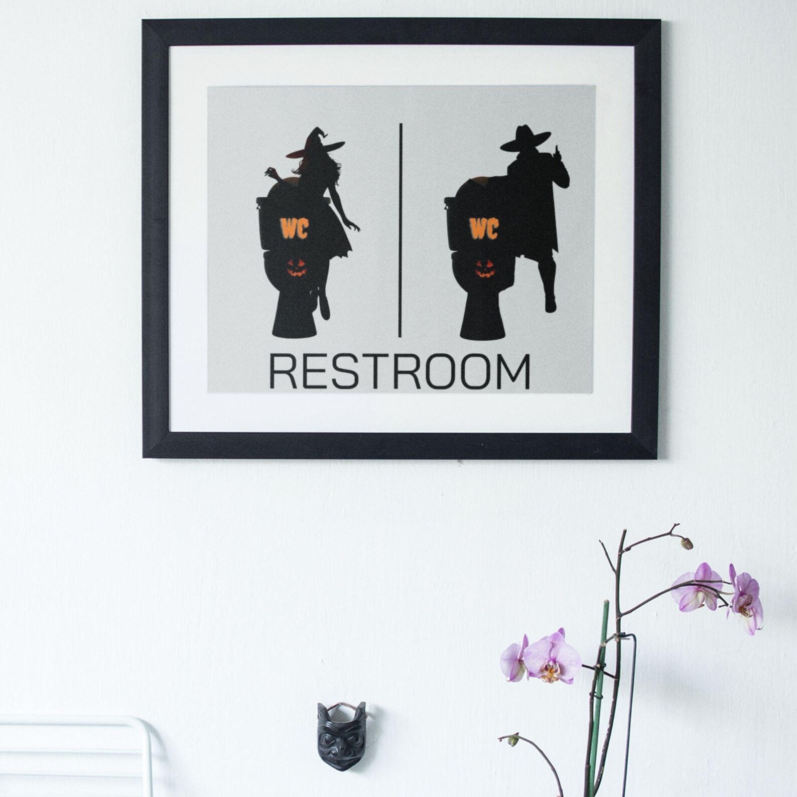 Halloween Bathroom Sign, Unique Spooky WC Door Sign, Restroom Door ...
