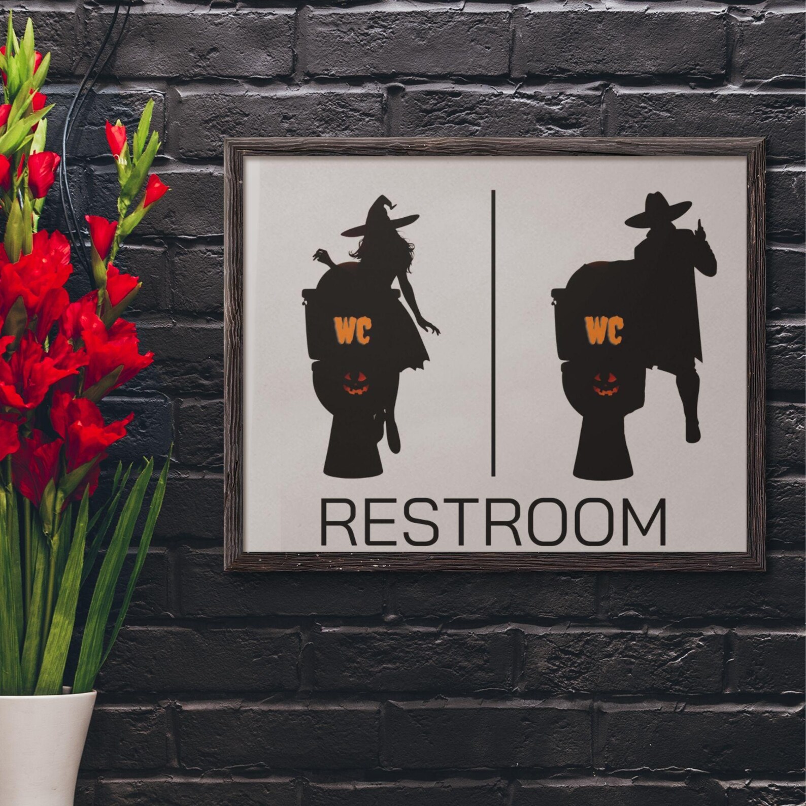 Halloween Bathroom Sign, Unique Spooky WC Door Sign, Restroom Door ...