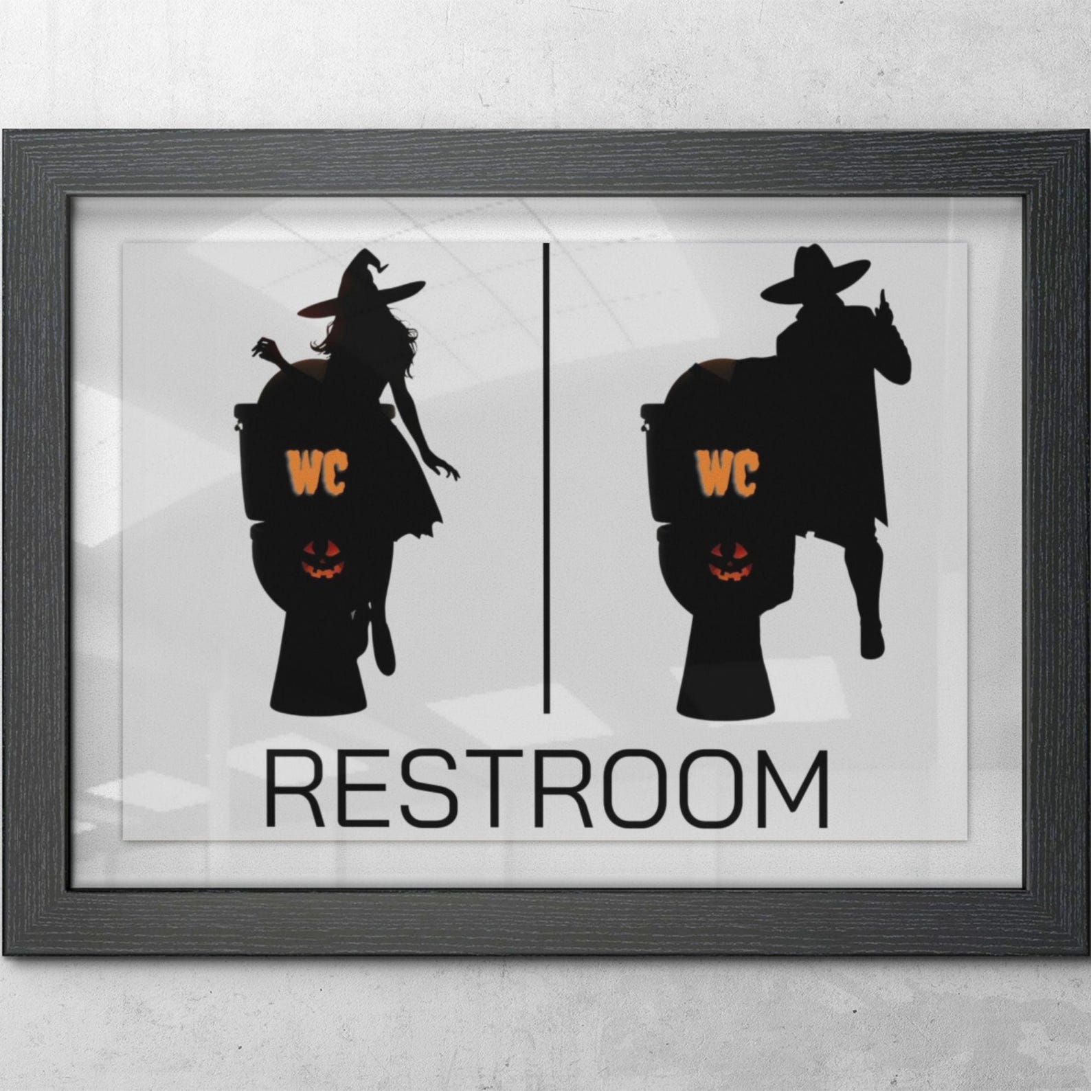 Halloween Bathroom Sign, Unique Spooky WC Door Sign, Restroom Door ...