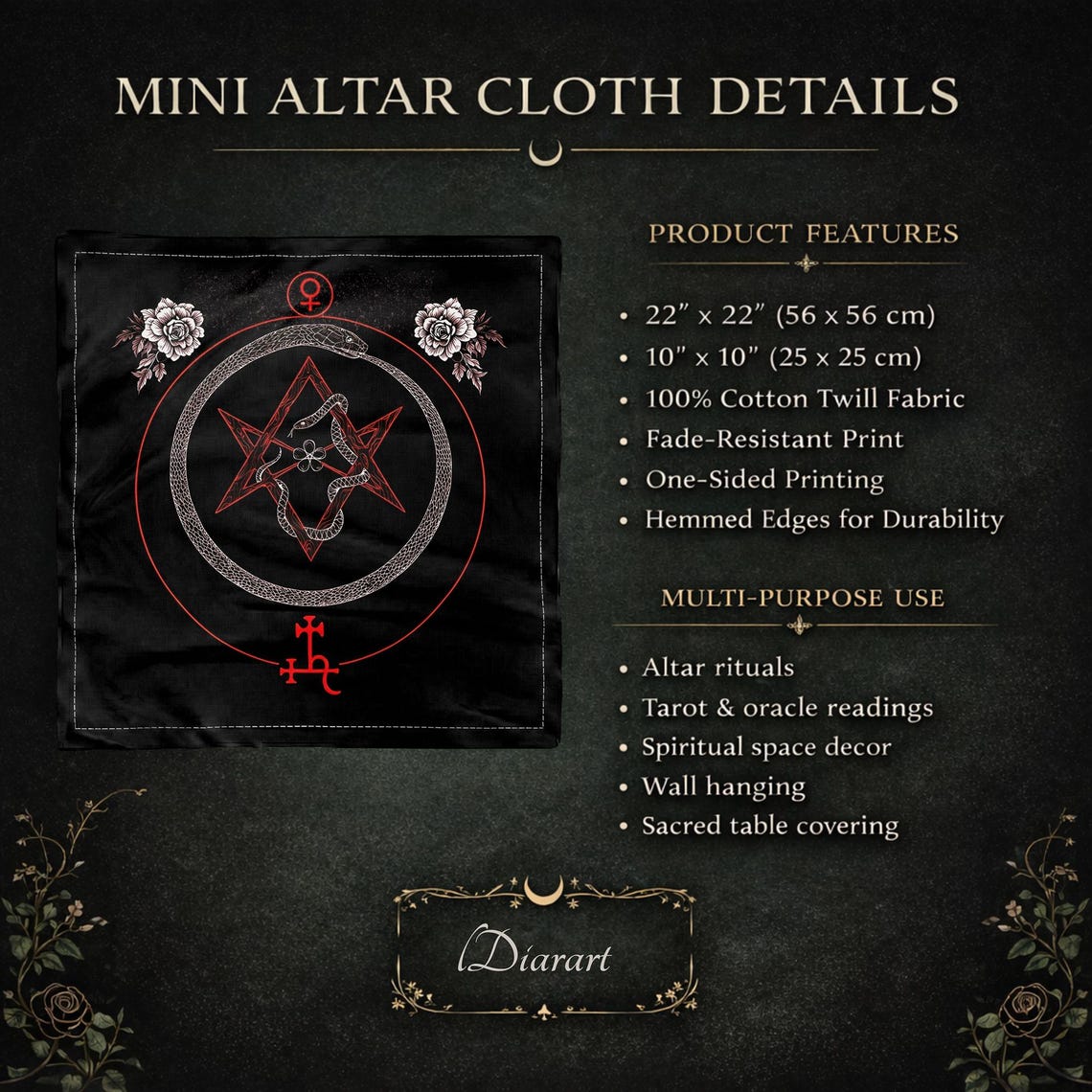 Lilith Altar Cloth Venus Sigil | Dark Goddess Decor | Feminine Tarot ...