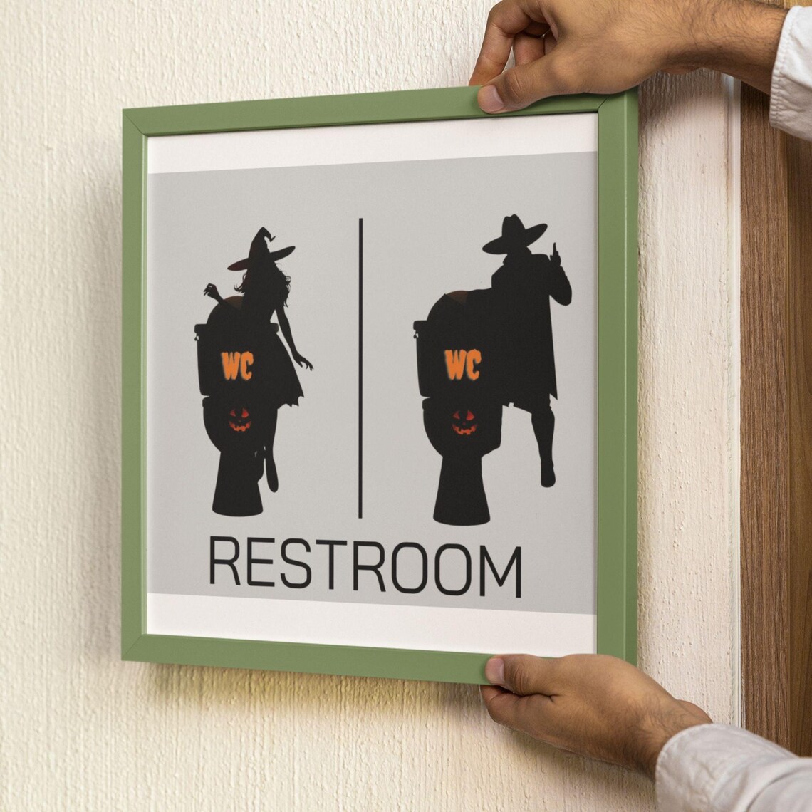 Halloween Bathroom Sign, Unique Spooky WC Door Sign, Restroom Door ...