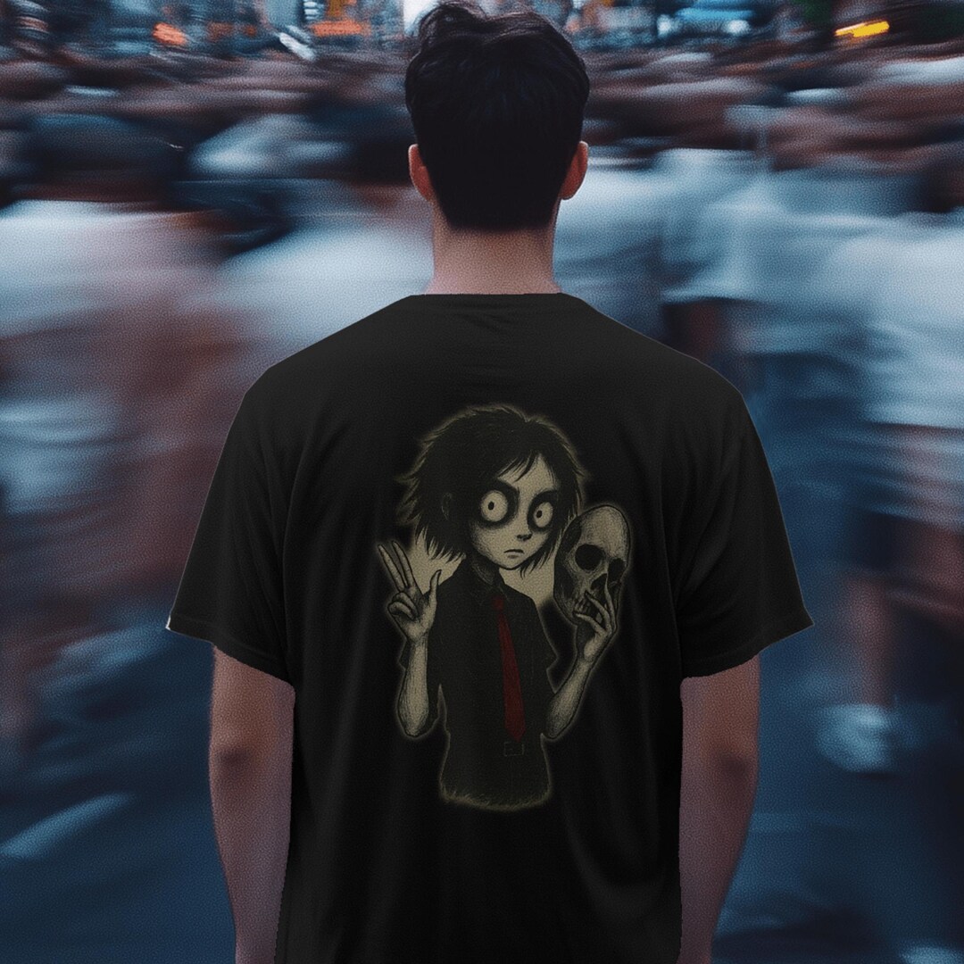 Creepy Cartoon Style Shirt – Spooky Goth Tee, Dark Aesthetic Alt Shirt ...