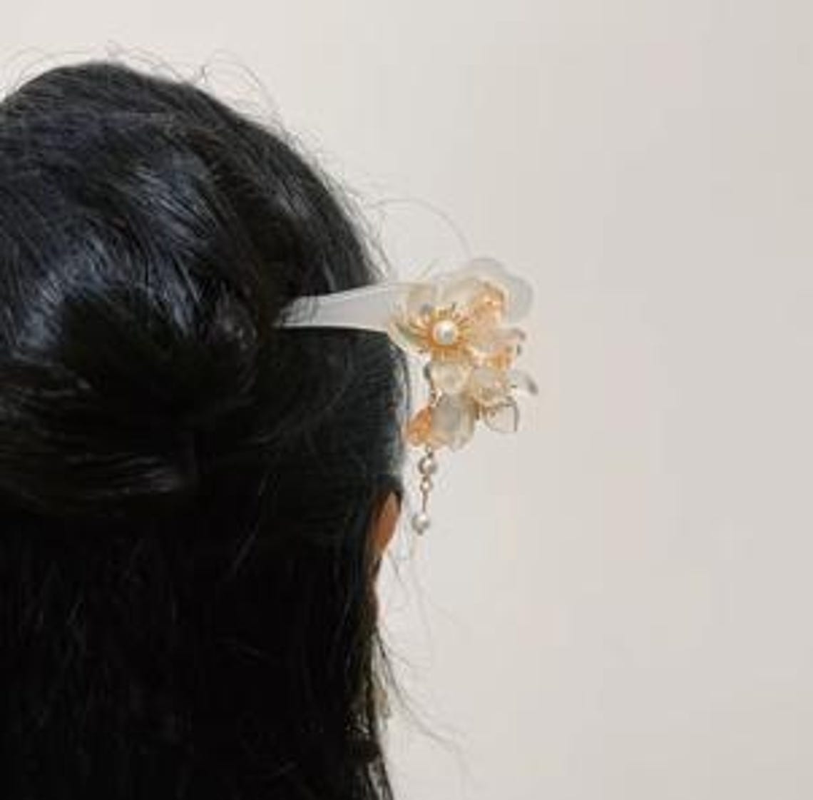 White Flower Jade Hair Stick, Japan Vintage Hair Pin Hair Fork, Hanfu ...