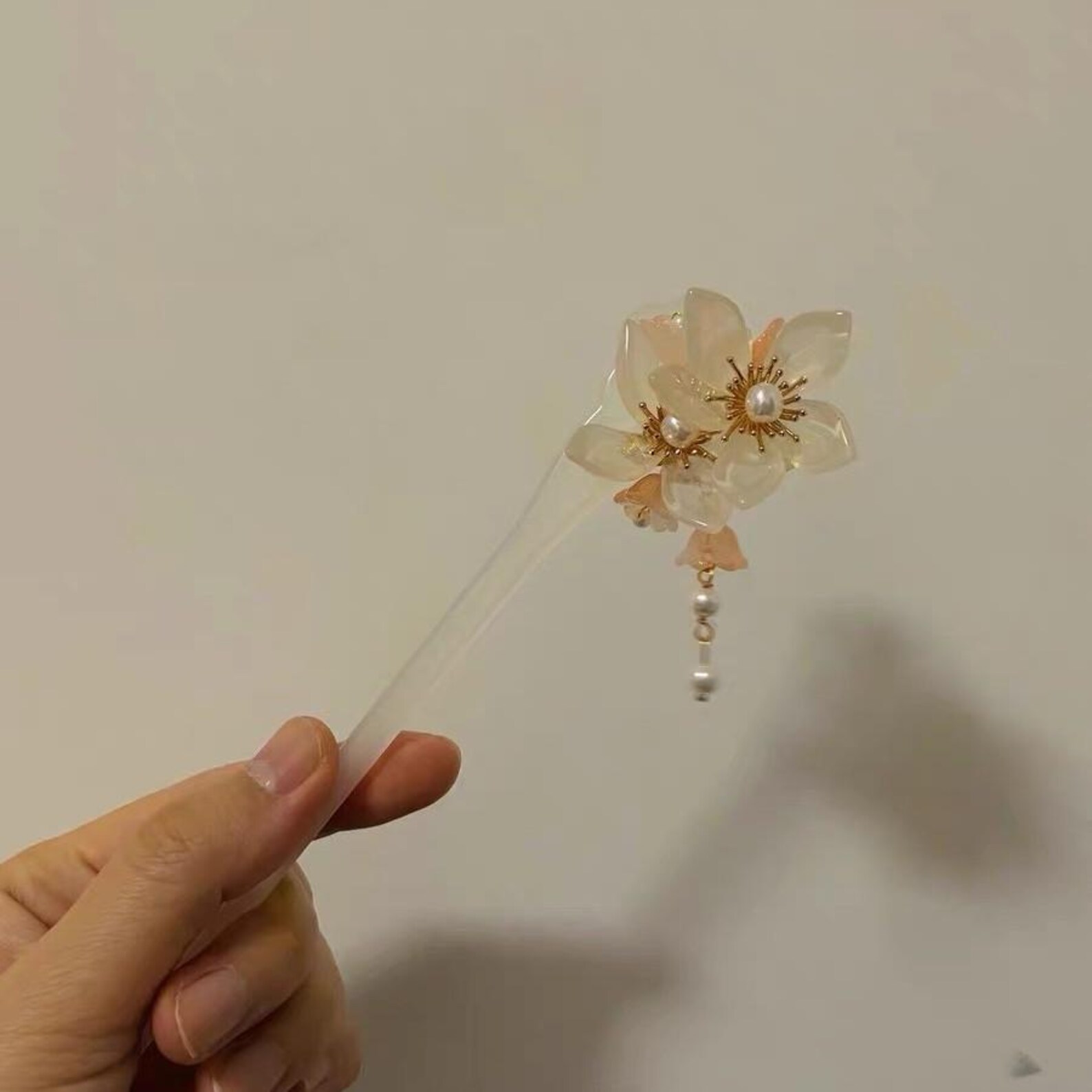 White Flower Jade Hair Stick, Japan Vintage Hair Pin Hair Fork, Hanfu ...