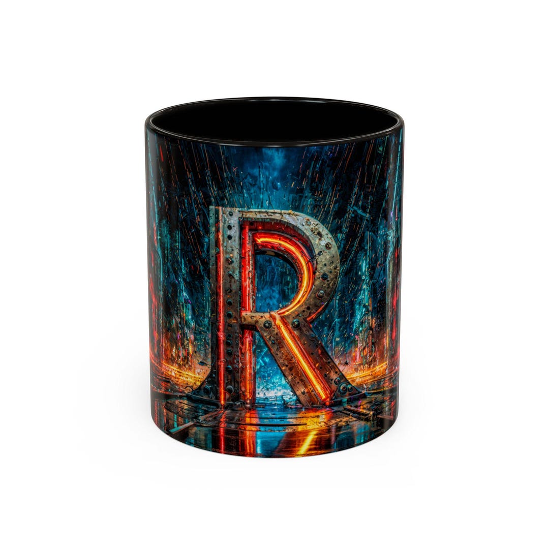 Cyberpunk Personalized Alphabet Mug, Cyberpunk Initial Letter R Coffee ...
