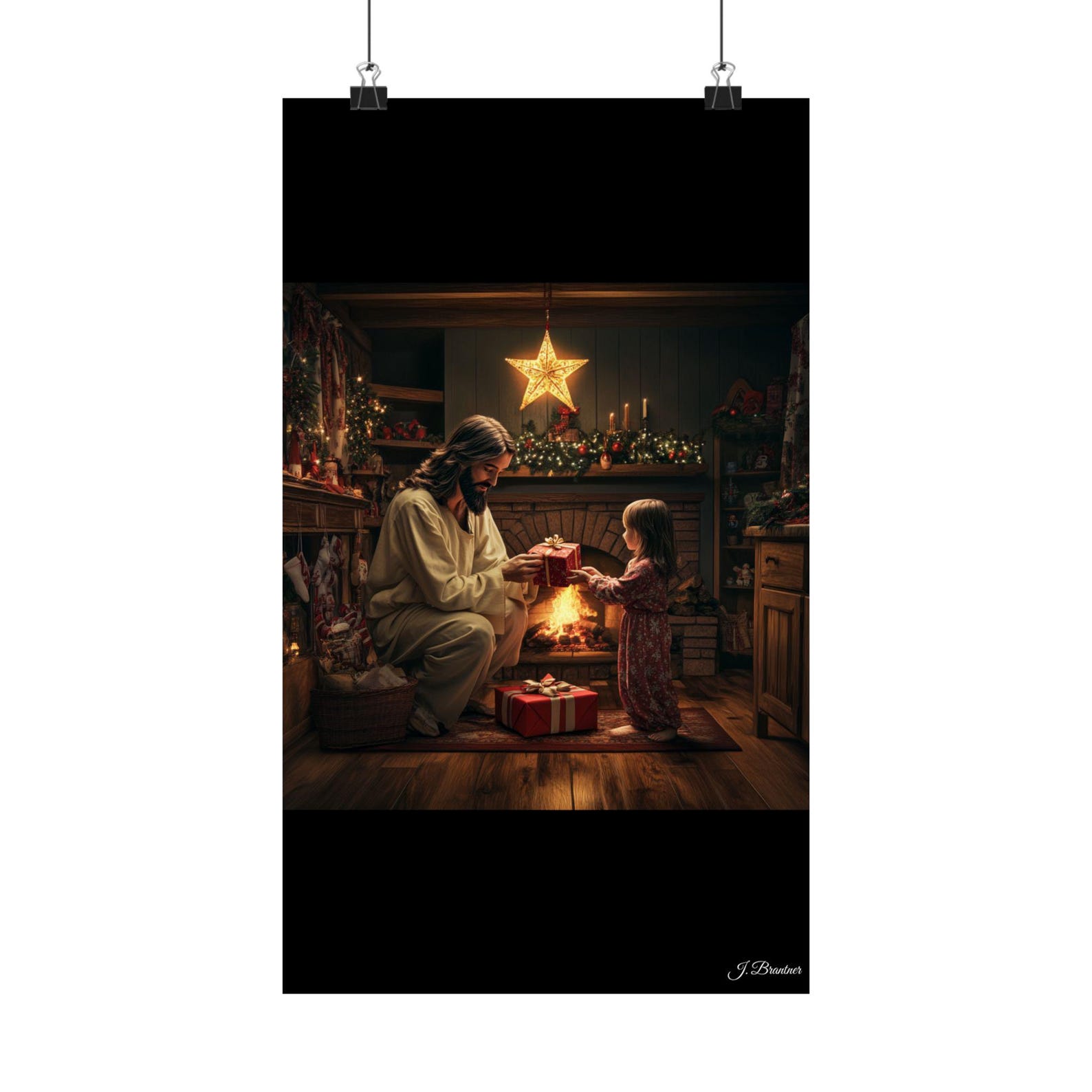 Jesus, Yeshua, Giving a Gift to a Child on Christmas Night. Ai ...