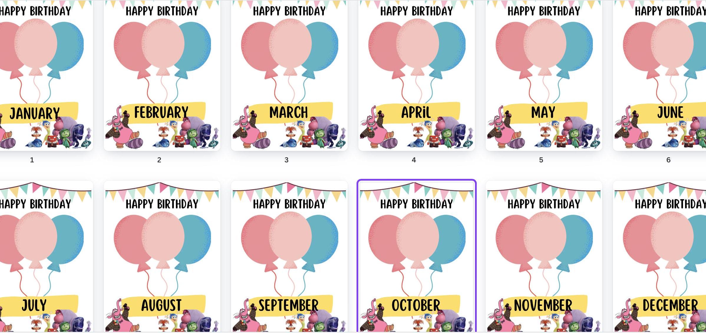 Inside Out Classroom Birthday Months - Etsy