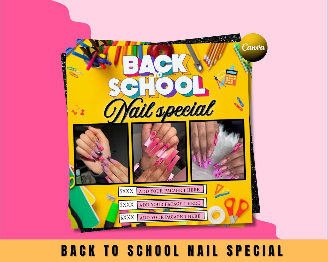 Back to School Nail Flyer, Editable Nail Tech Template, Digital Salon ...