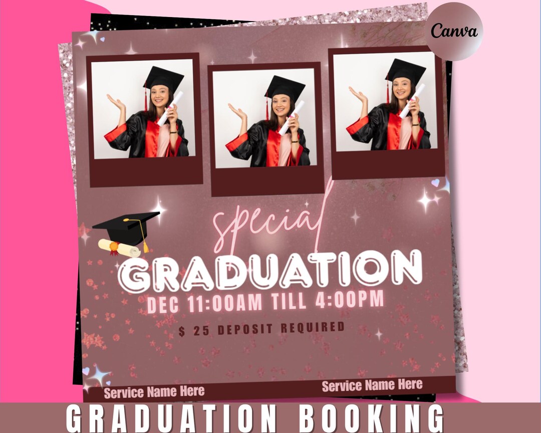 Soft Glam Graduation Flyer: Class of 2025 Party Invite (canva Digital ...