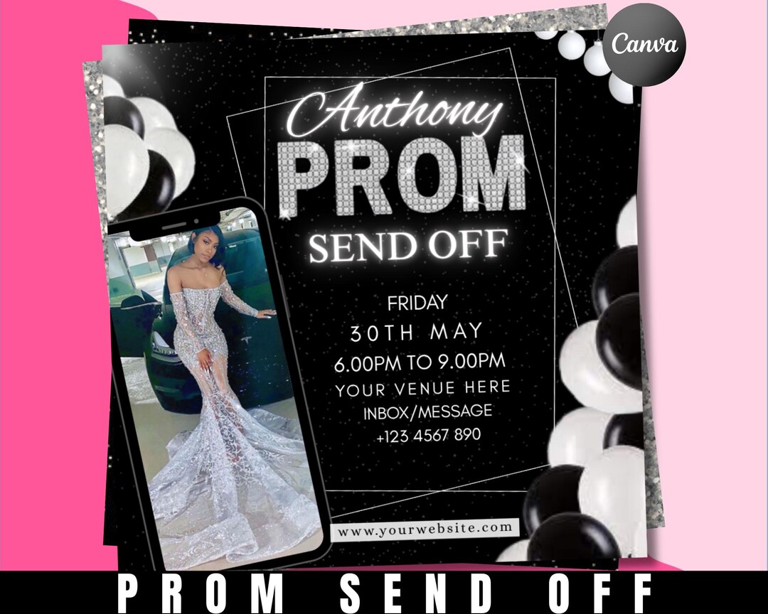 Elegant Prom Send off Flyer Template: Canva Editable Invitation ...