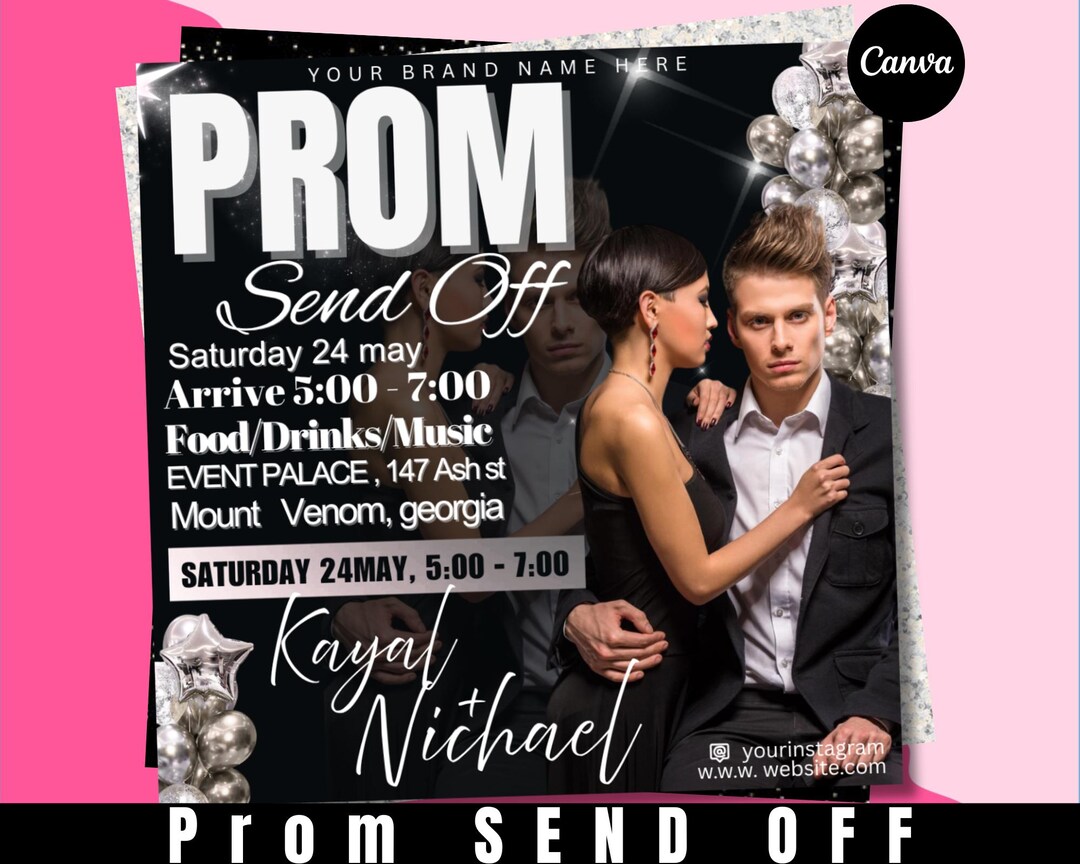 Luxury Prom Send off Flyer Canva Template | Prom Party Invitation ...