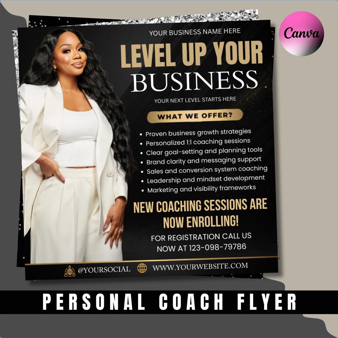 Business Coach Flyer Canva Template, Editable Entrepreneur Workshop ...
