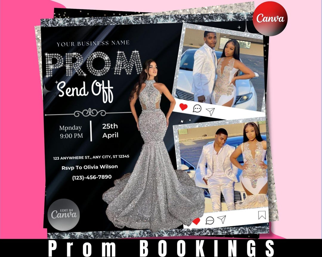 Elegant Prom Send-off Flyer Template: Editable Canva Invitation ...