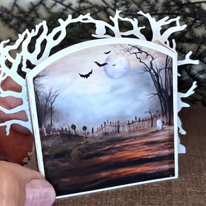 Miniature Paper Fold Out Scene - Halloween Forest Illustration - Tiny ...