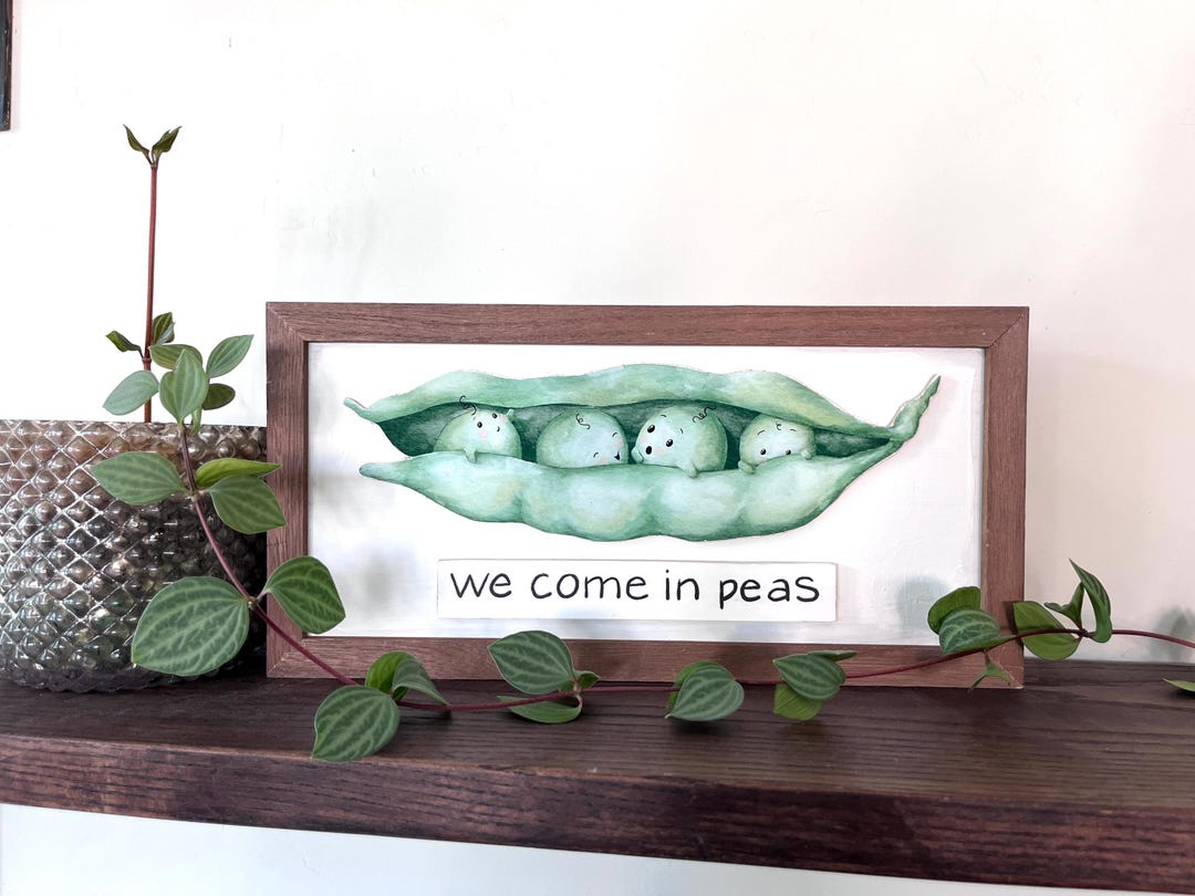 Peas in a Pod, Colorful Kitchen Wall Art, Cute Prints for College ...