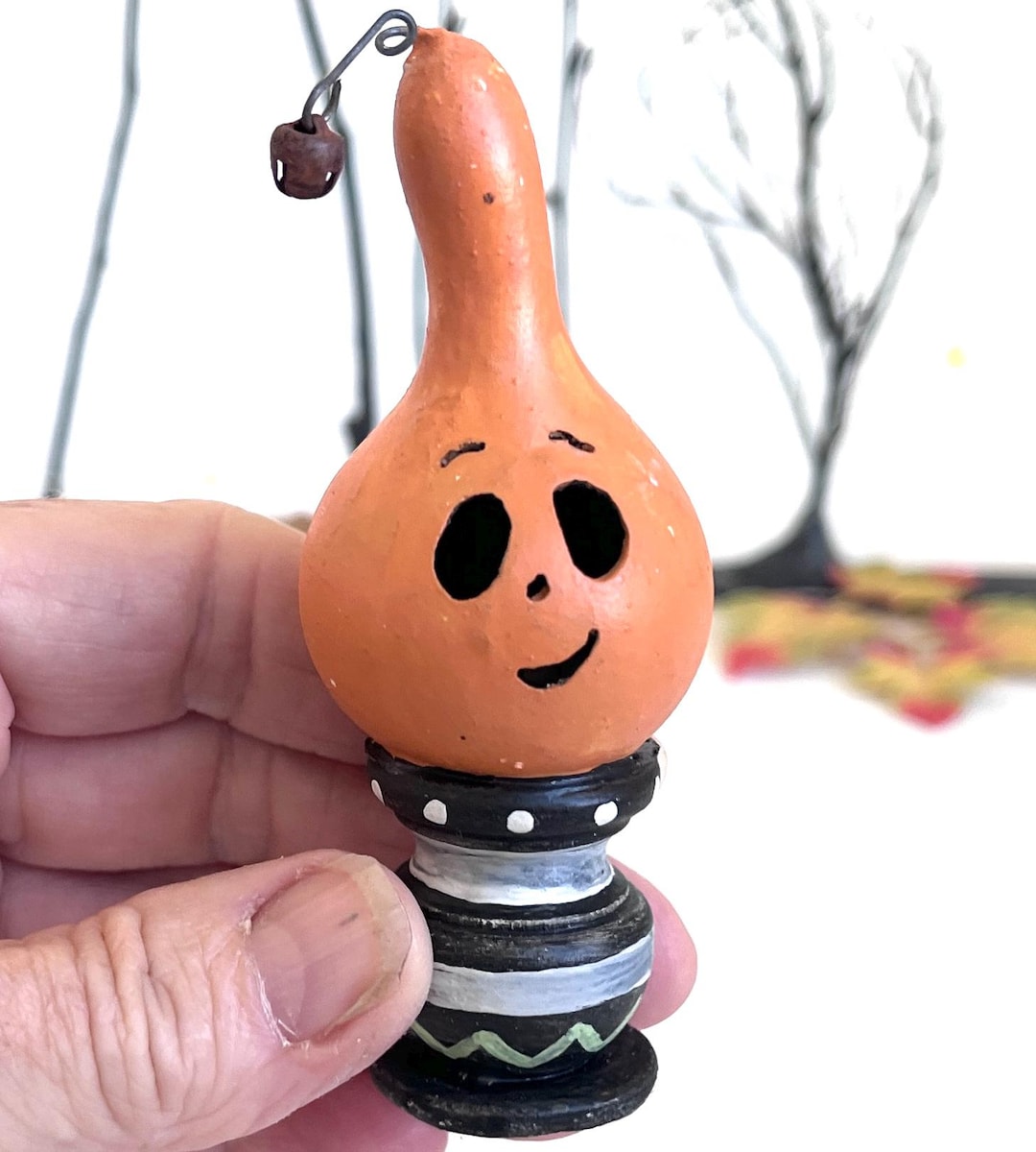 Miniature Carved Kettle Gourd, Halloween Gourd Decoration, Handmade ...