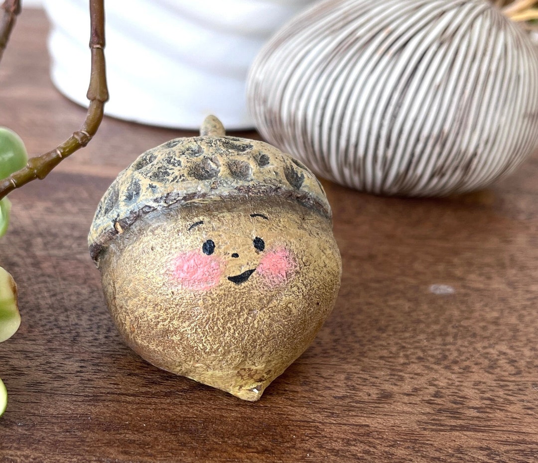 Paper Mache Acorn Figure, Acorn Collection Gift, Okubo Originals, Tiny ...
