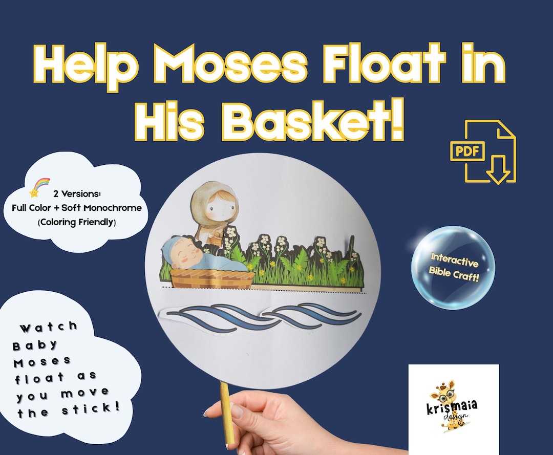 Baby Moses Craft for Kids, Printable Sunday School Activity, Christian ...