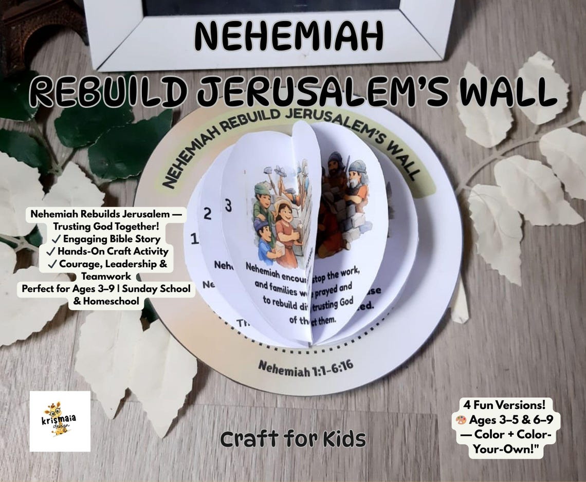 Nehemiah Rebuilds the Wall Printable Craft | Bible Story Lesson for ...
