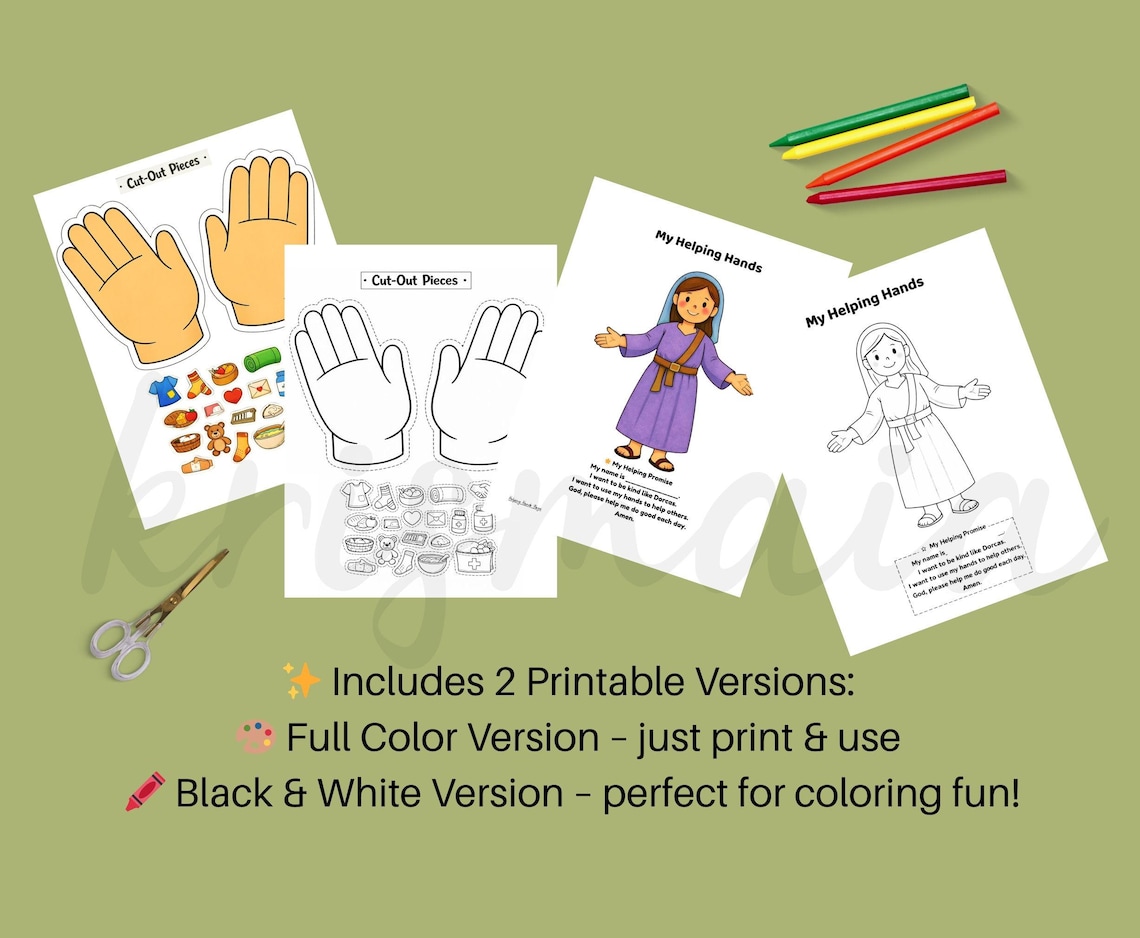 Helping Others Bible Craft for Kids – Dorcas Helping Hands Kindness ...