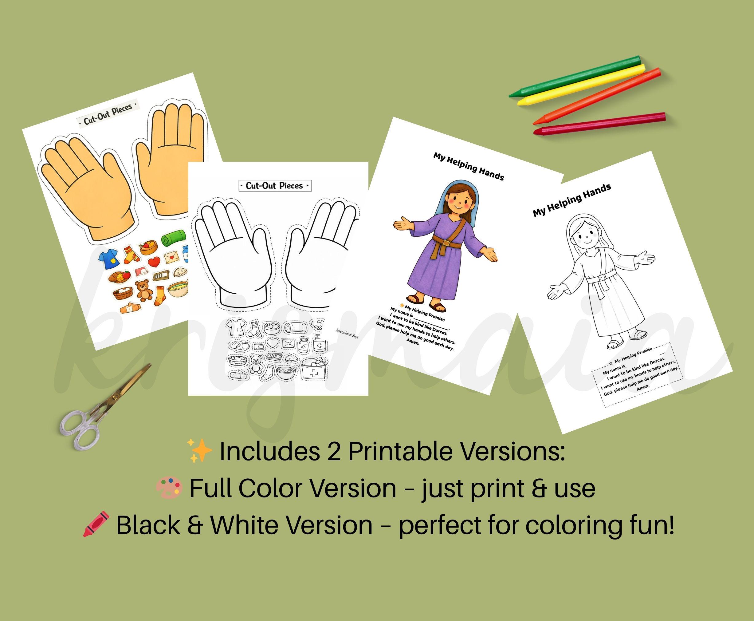 Helping Others Bible Craft for Kids – Dorcas Helping Hands Kindness ...