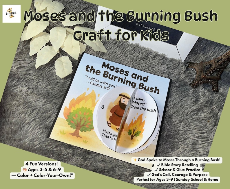 Moses and the Burning Bush Bible Craft: Sunday School Activity (PDF ...