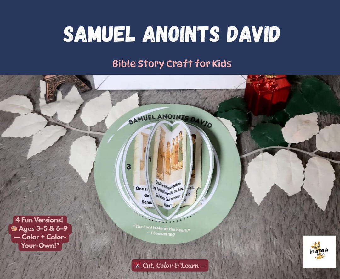 Samuel Anoints David Bible Craft for Kids: Christian Printable Activity ...
