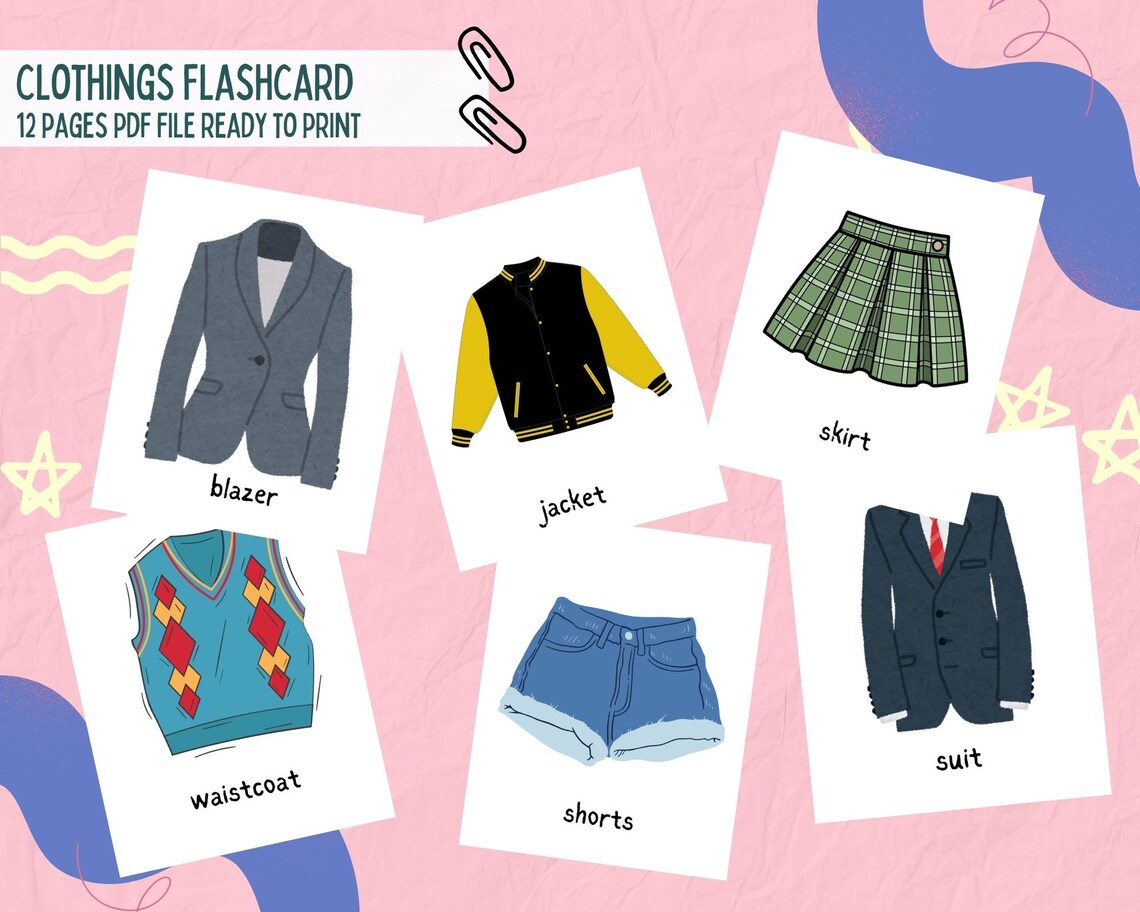Clothing Flash Cards for Preschool and Special Needs Children Printable ...