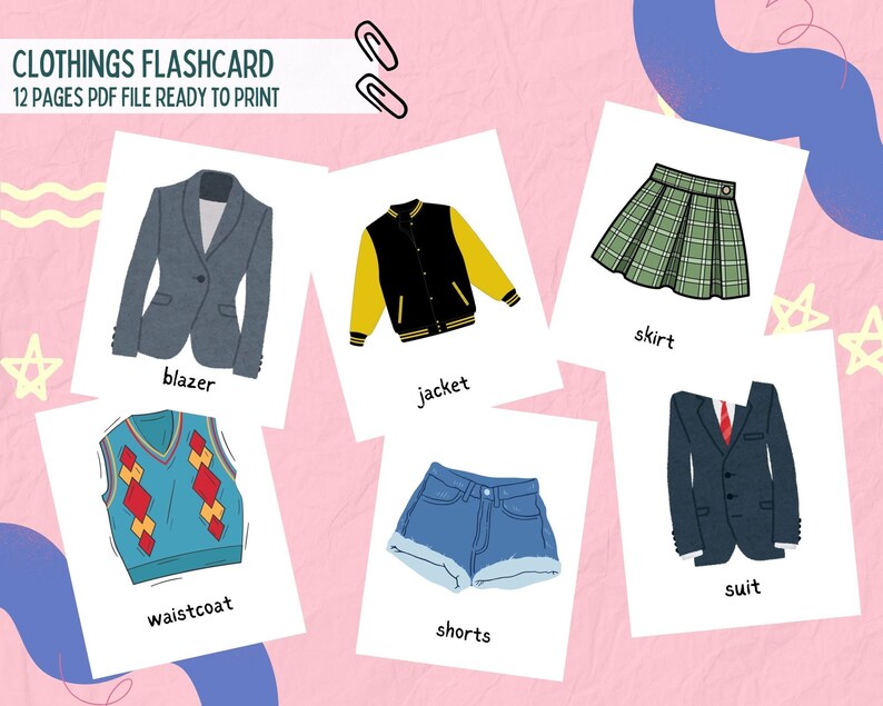 Clothing Flash Cards for Preschool and Special Needs Children Printable ...