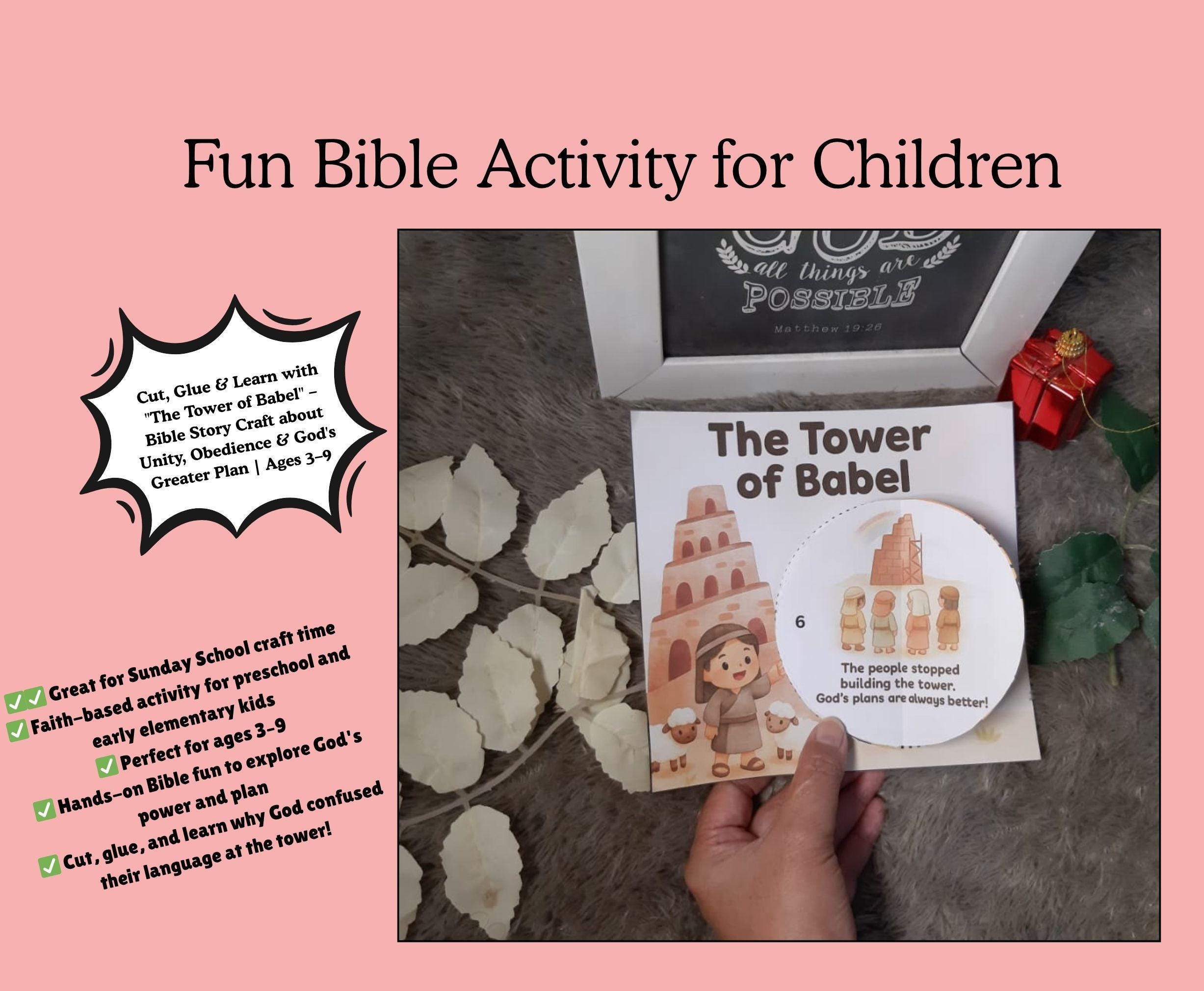 Tower of Babel Bible Craft: Cut & Paste Sunday School Activity (PDF ...