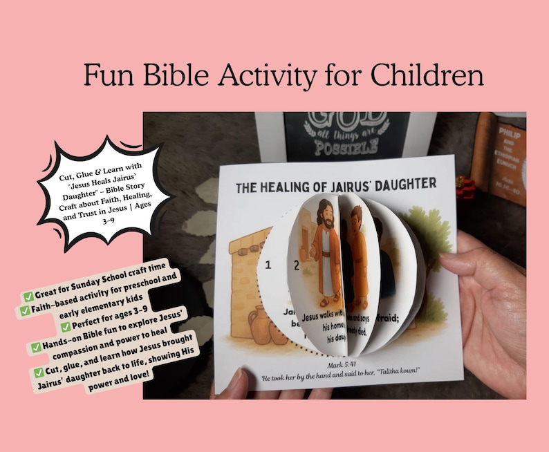 Jesus Heals Jairus' Daughter Bible Story Craft: Sunday School Activity ...
