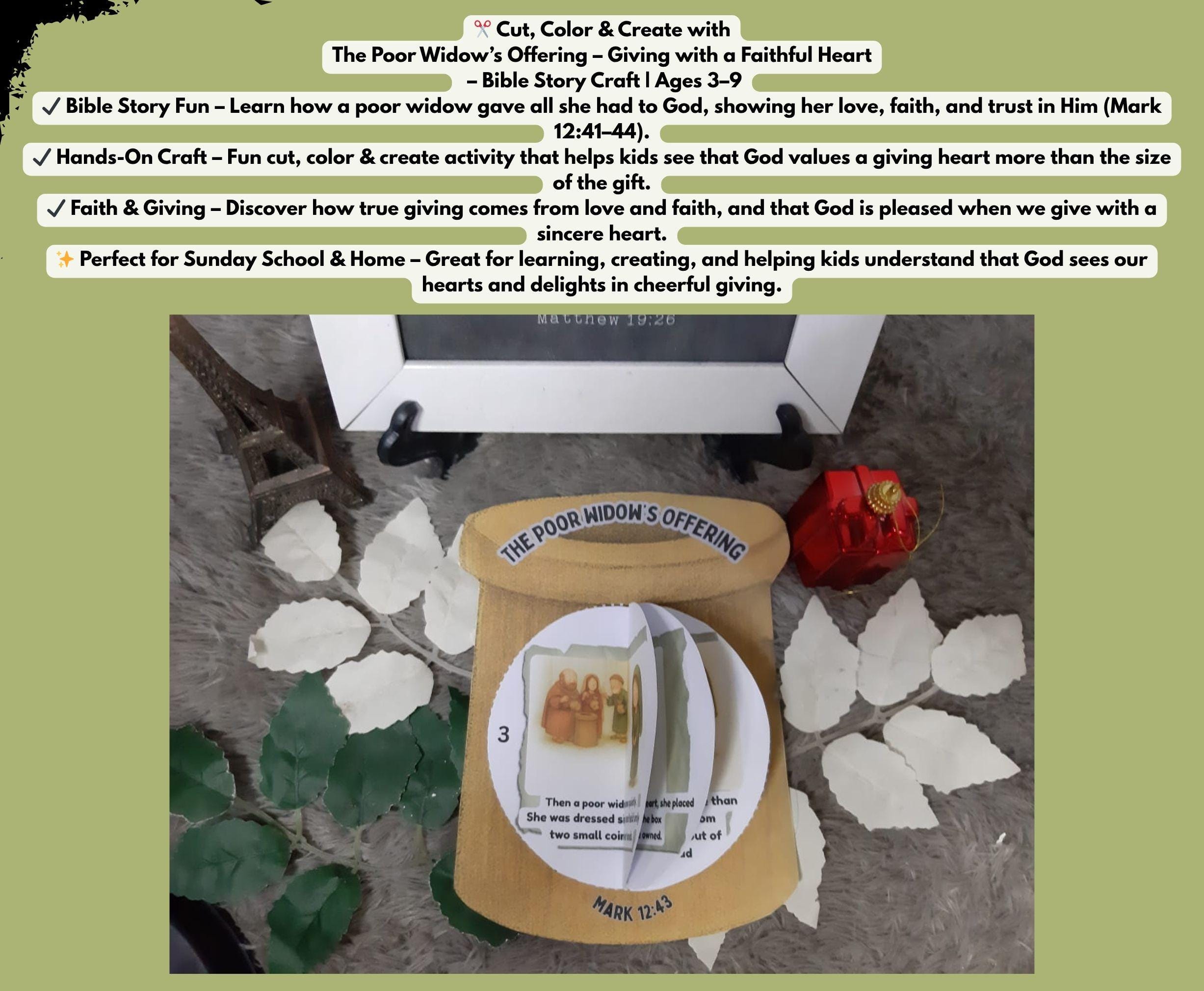 The Poor Widow’s Offering Bible Craft: Sunday School Activity (PDF ...