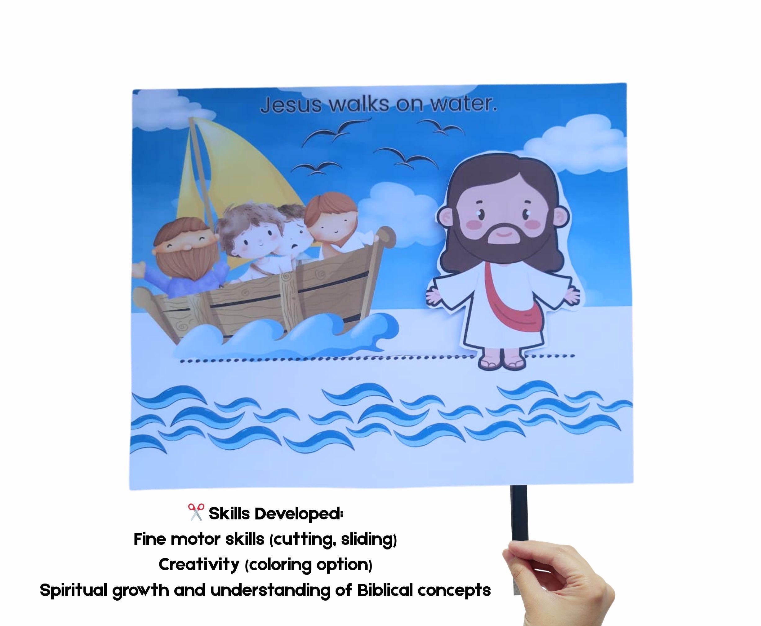 Jesus Walking on Water Craft: Printable Slider Activity (PDF Pattern ...