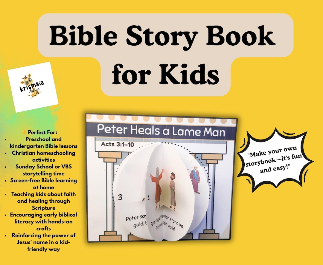 Peter Heals Lame Man Bible Story Craft, Kids Printable Circle Book (PDF ...