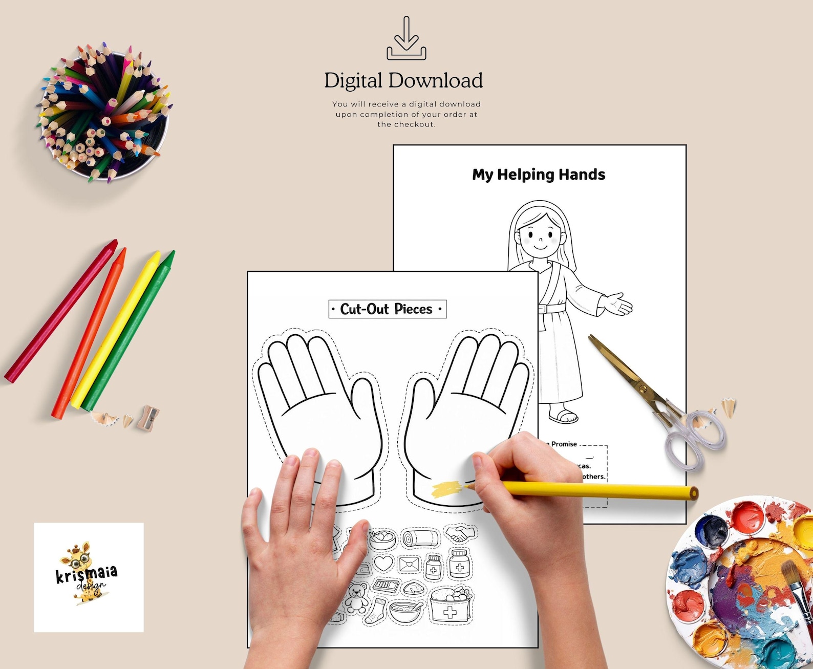 Helping Others Bible Craft for Kids – Dorcas Helping Hands Kindness ...