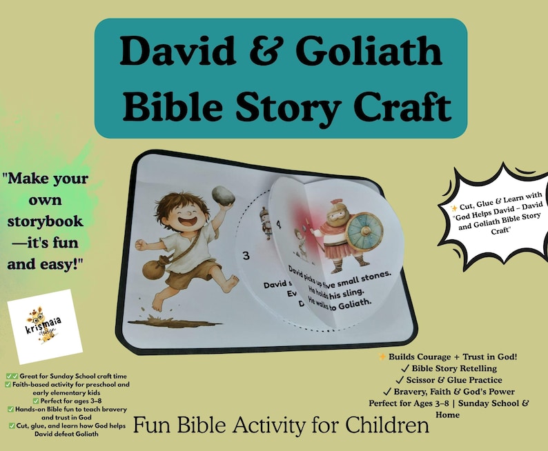 David and Goliath Printable Bible Story Craft – Christian Activity for ...