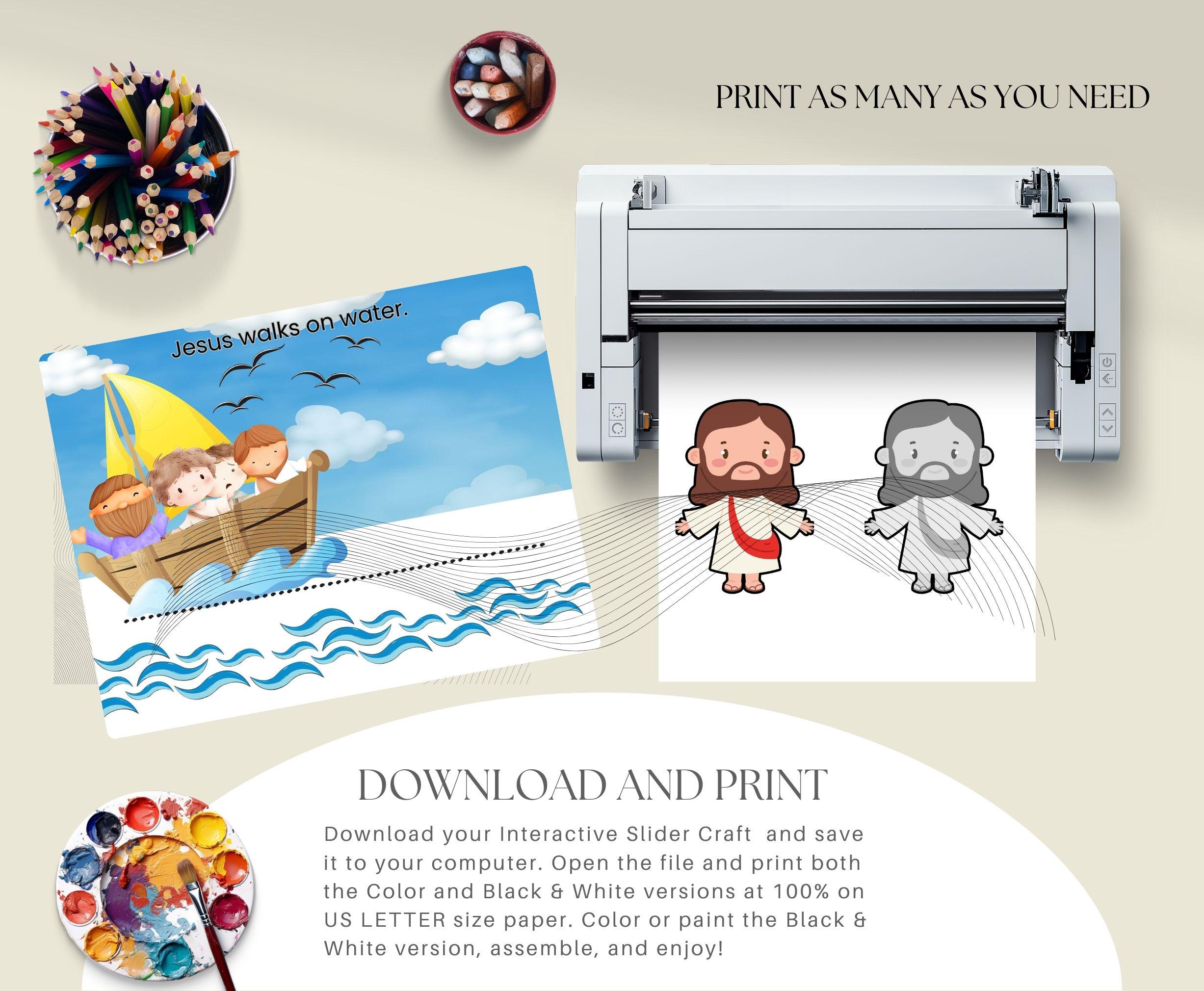 Jesus Walking on Water Craft: Printable Slider Activity (PDF Pattern ...